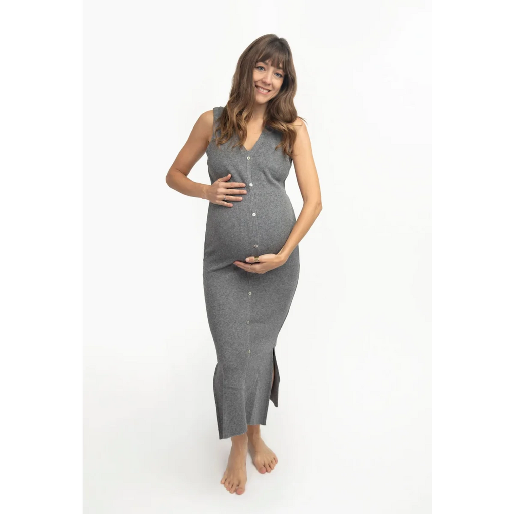 Le Button Dress (Grey) - LeBump Dresses Best Sellers – LÉ BUMP